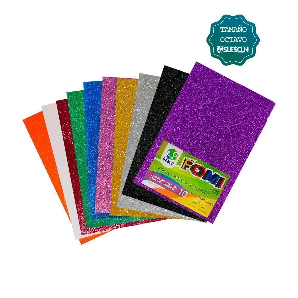 Foami 1/8 escarchado surtido paquete x10 - Suescun