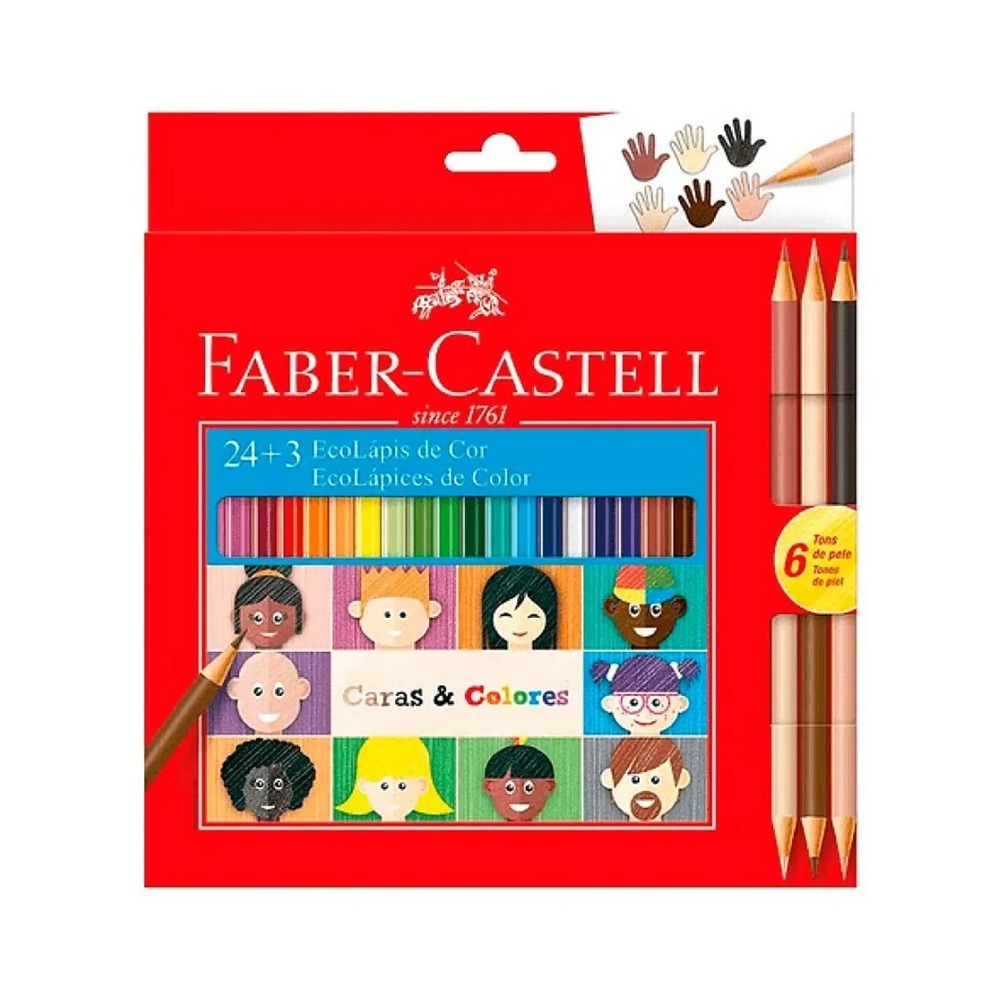 Color faber castell x 24 ecolapices + 3 bicolores tonos piel - Suescun
