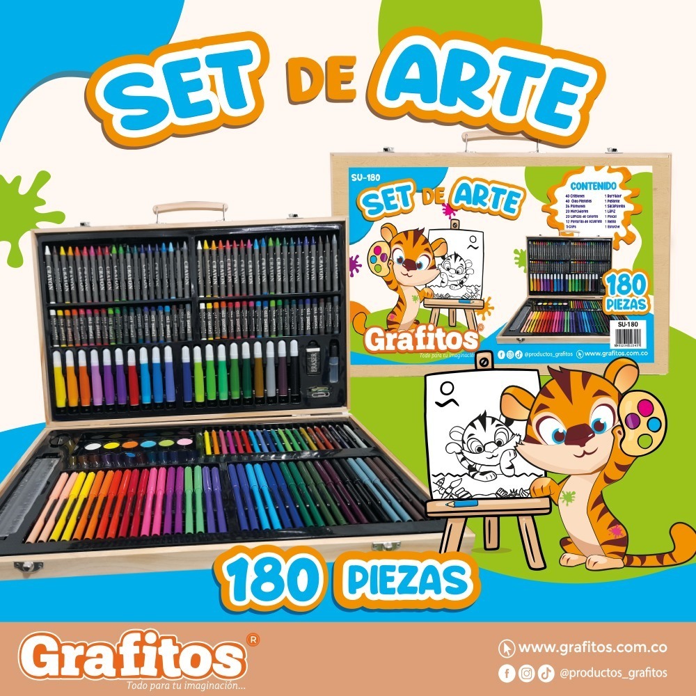 Set de arte para ni?os 180 piezas Grafitos - Suescun