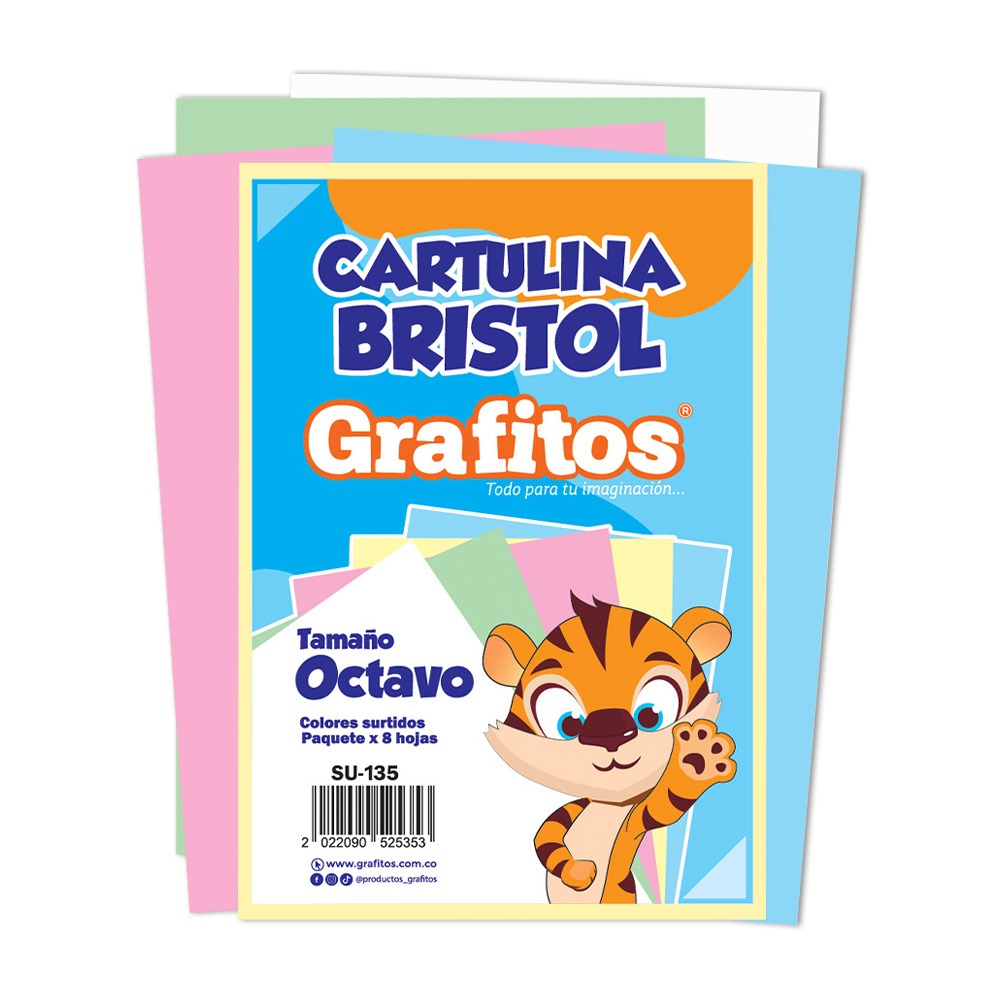 Cartulina Bristol 1/8 Colores Surtidos - Suescun