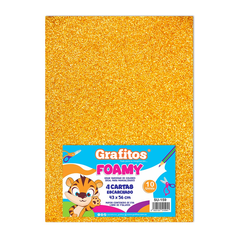 Foamy Cuatro Cartas Escarchado Dorado - Suescun
