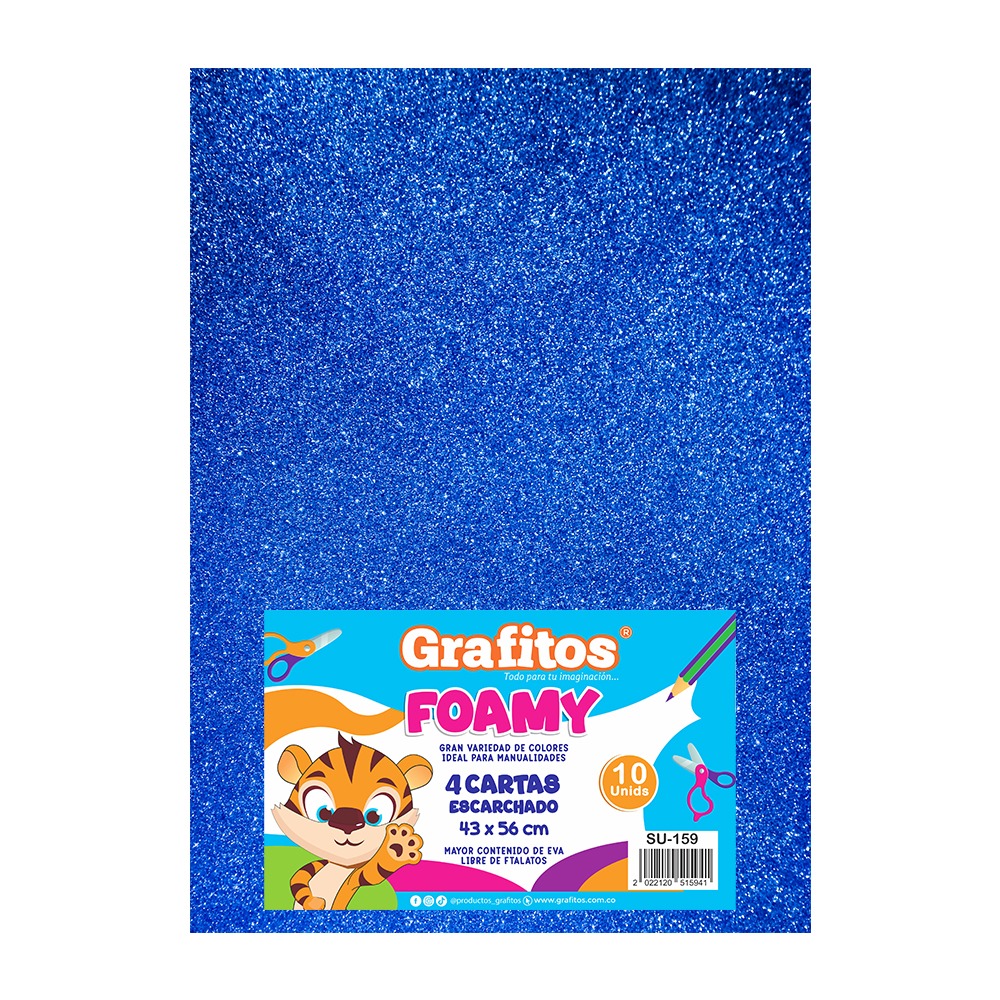 Foamy Grafitos Cuatro Cartas Azul Oscuro Escarchado - Suescun