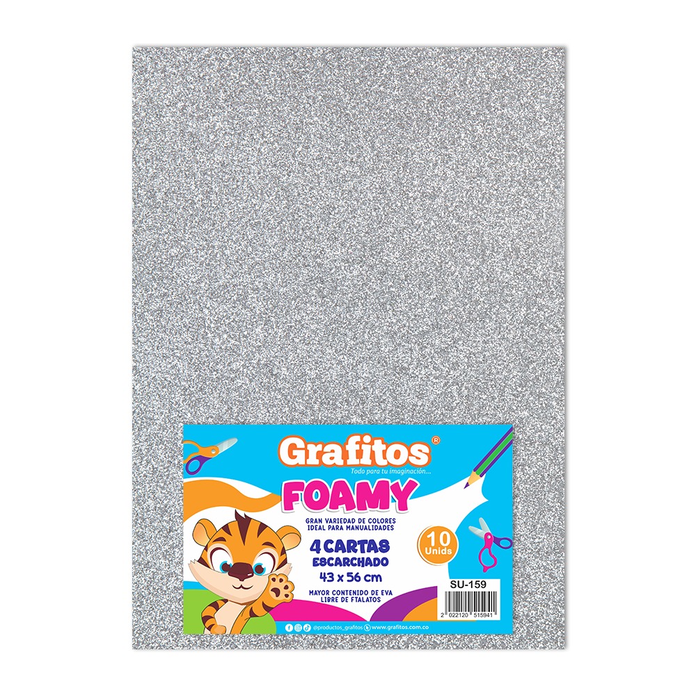 Foamy Cuatro Cartas Escarchado Plateado - Suescun