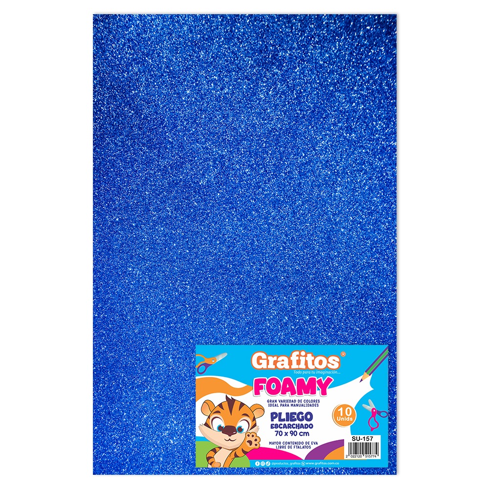 Foamy Lamina Grafitos Azul Rey Escarchado - Suescun