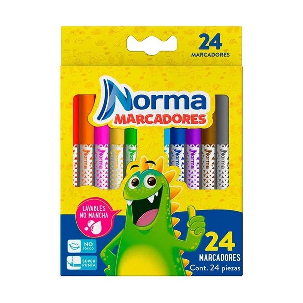 Marcador norma lavable x24 plumones super punta - Suescun