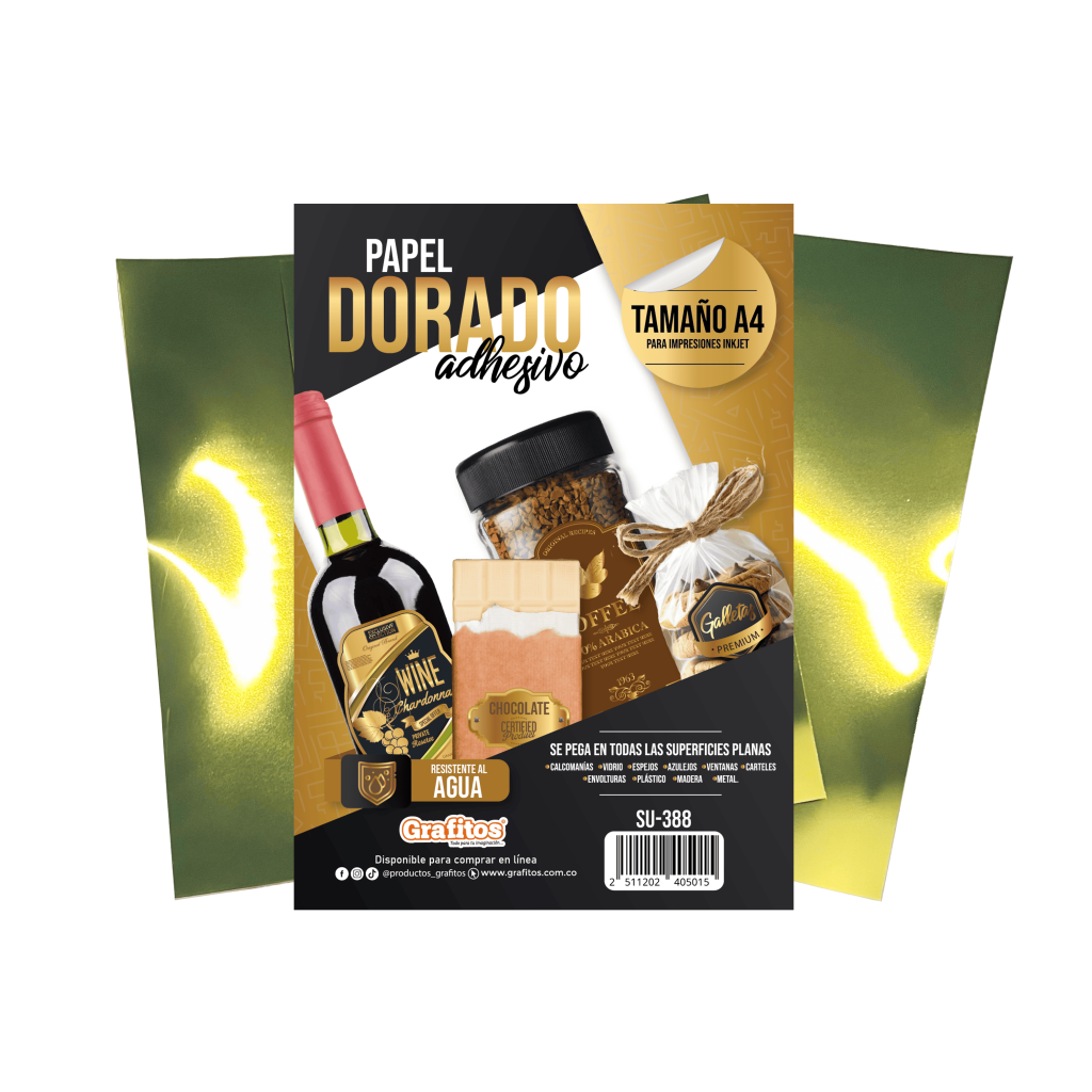 Papel Dorado Adhesivo A4 Grafitos SU-388 - Suescun
